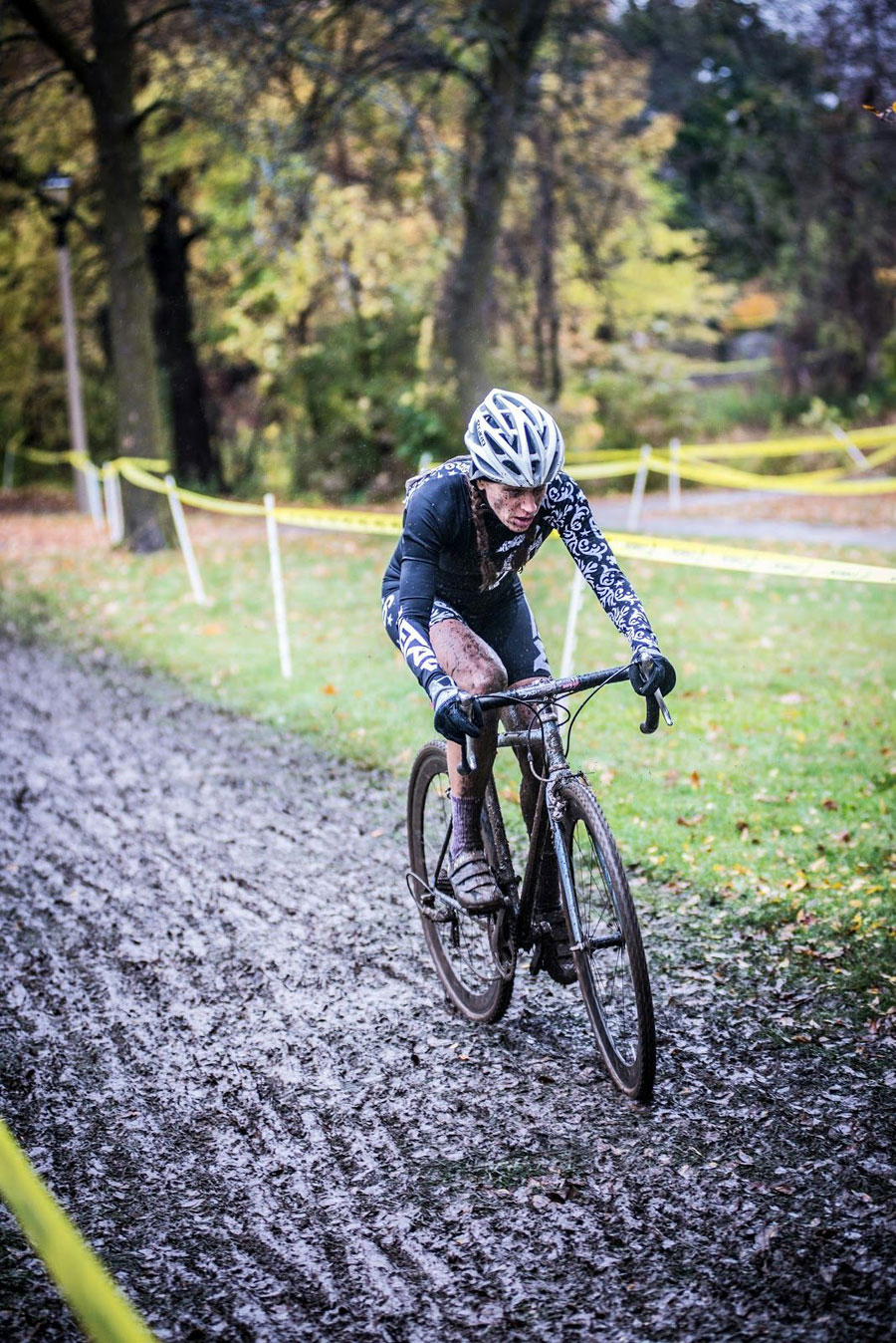 Heidi Beck (Twin Six-Milwaukee Bicycle Company) doubled up in the mud ...