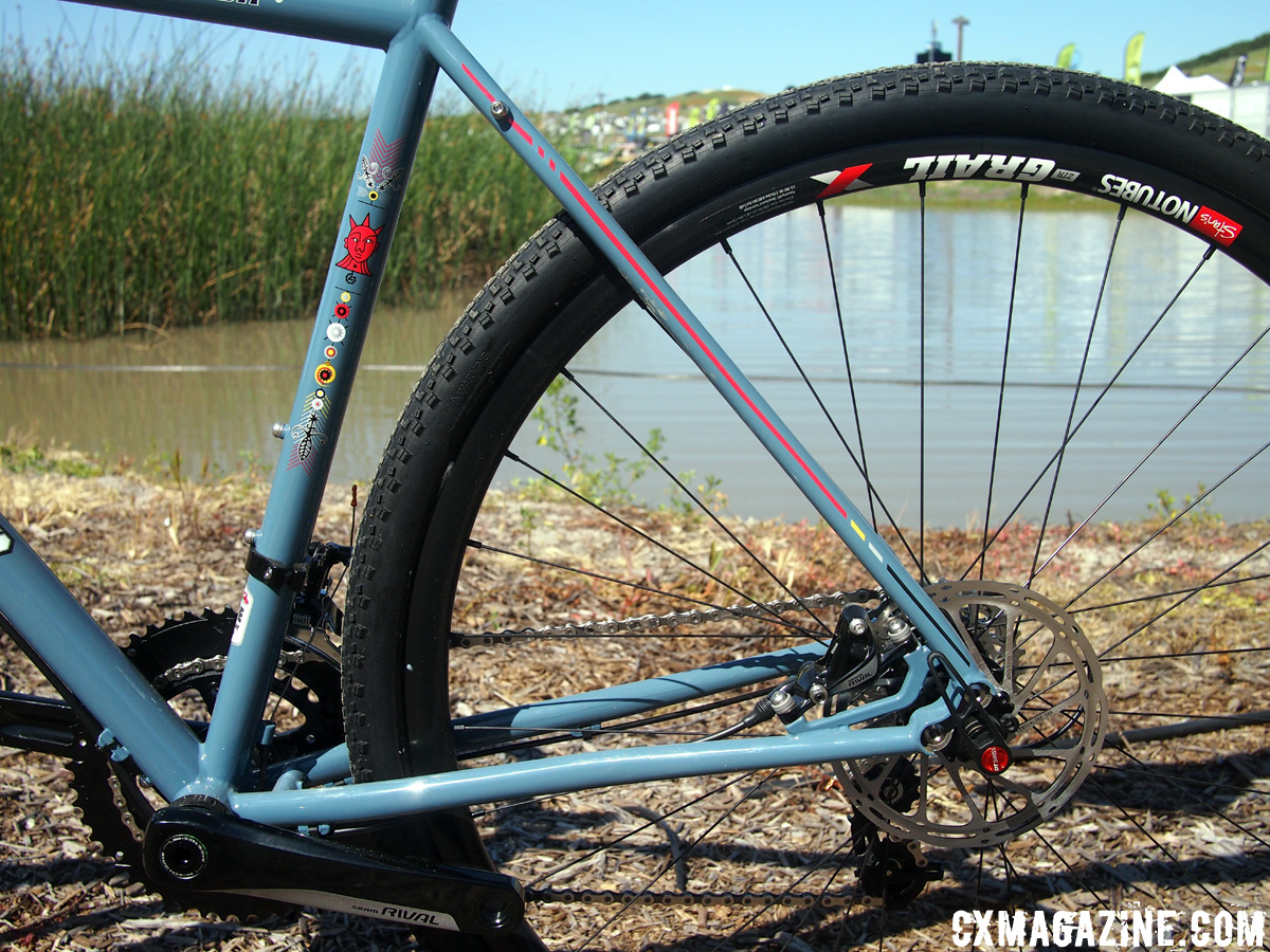 The rear brake caliper is mounted in-board and the bike runs a 160mm ...