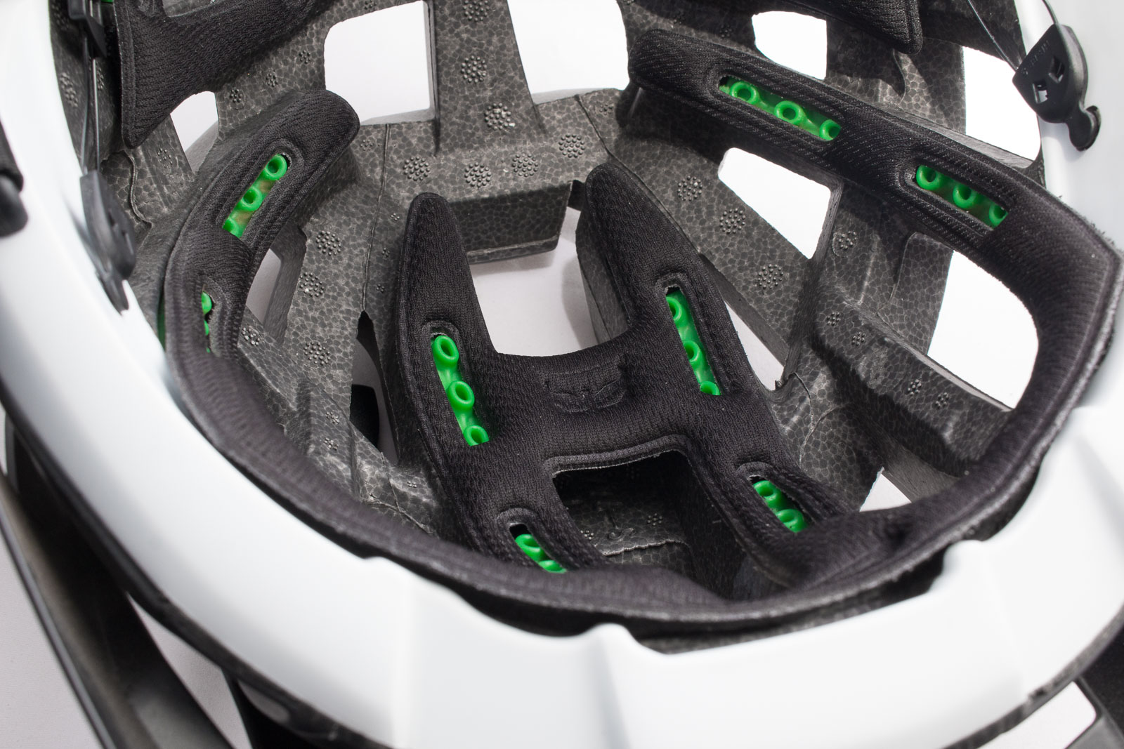 Kali Protectives Interceptor helmet uses green inserts, what Kali is calling LDL - a low density ...